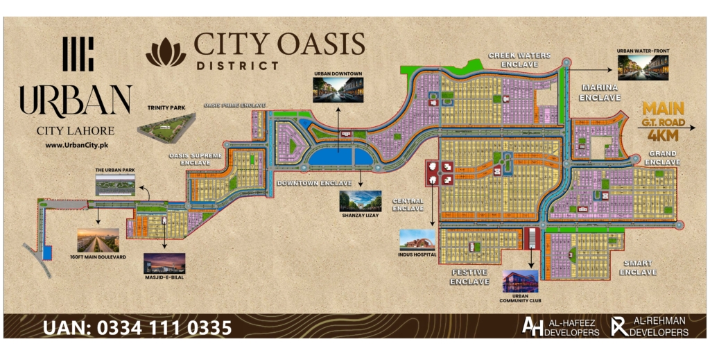 PDF Map & Master Plan of Urban City Lahore - City Oasis Block