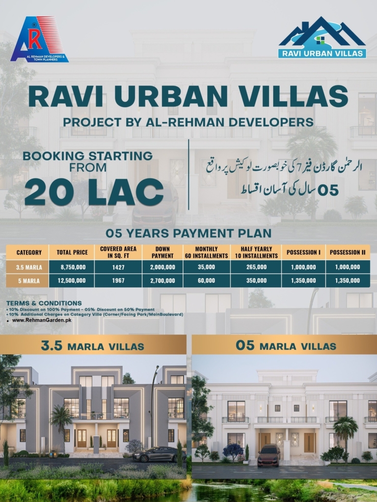 Ravi Urban Villas - House on Installments in Al Rehman Garden Phase 7